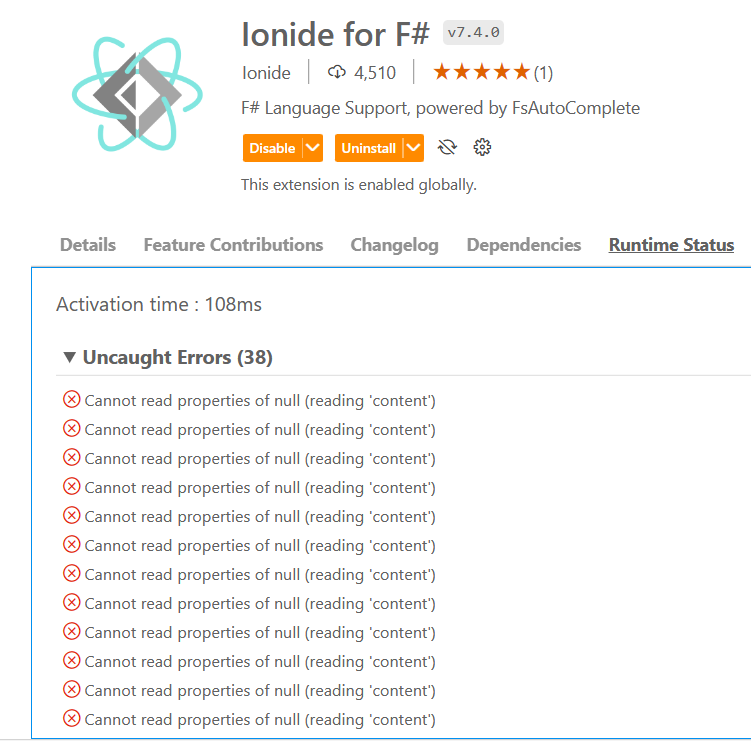Functionality-breaking errors on Gitpod - Cannot read properties of null (reading 'content ...