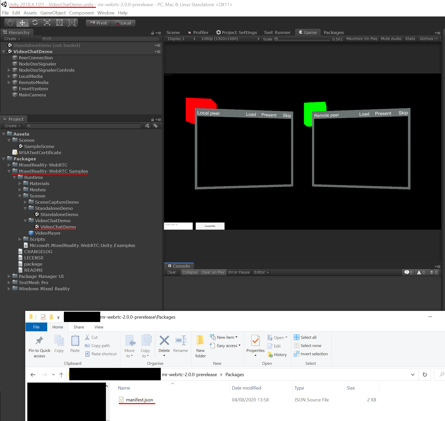 How to open sample scene? · Issue #526 · microsoft/MixedReality-WebRTC · GitHub