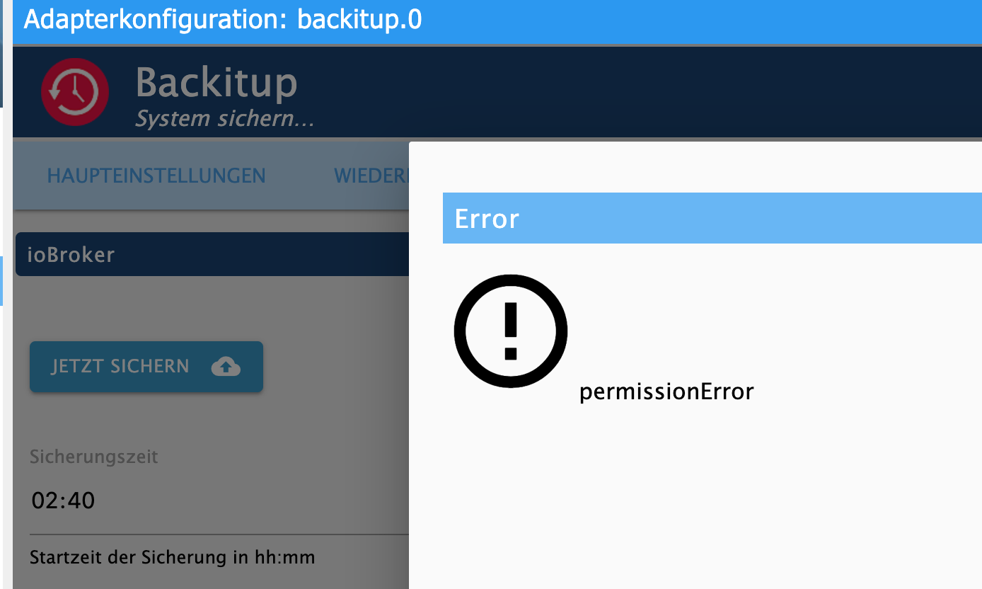 Permission denied? · Issue #496 · simatec/ioBroker.backitup · GitHub