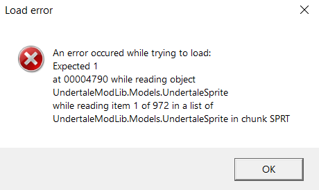 Load error upon loading a sprite chunk · Issue #392 · UnderminersTeam/UndertaleModTool · GitHub