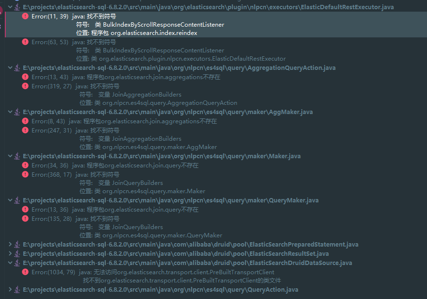6.8.x版本编译不过 · Issue #963 · NLPchina/elasticsearch-sql · GitHub