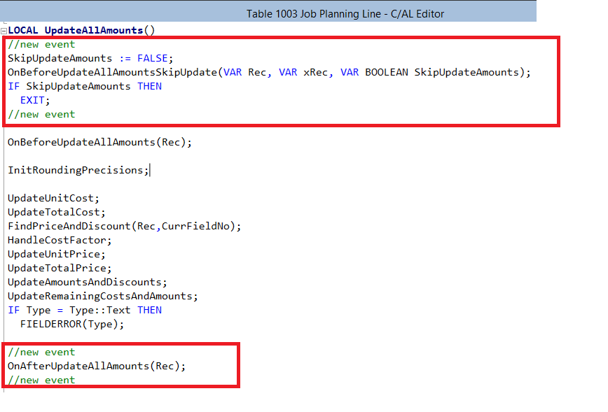 [Event Request] Table 1003 - OnBeforeUpdateAllAmountsSkipUpdate, OnAfterUpdateAllAmounts · Issue ...