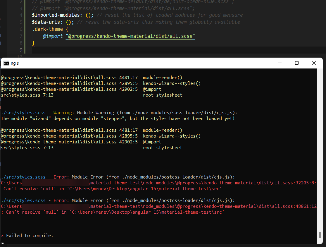 An error occurs when attempting to import the Kendo Theme using a CSS class. · Issue #4407 ...