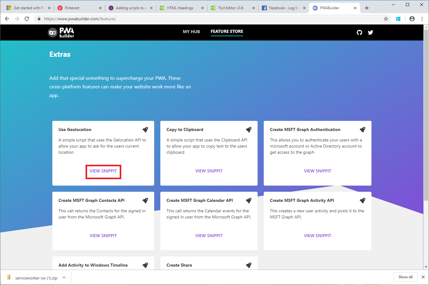Returning Back To PWA Builder Site After Temporarily Going To A Different Site Gives a Server ...