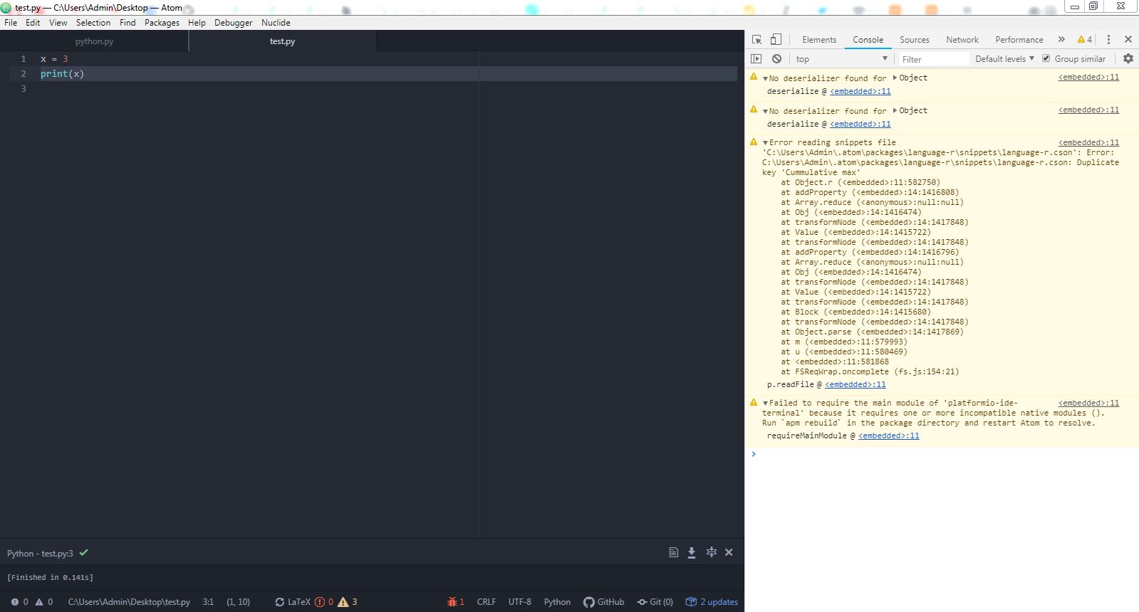 Running code line by line shows no output · Issue #1801 · nteract/hydrogen · GitHub