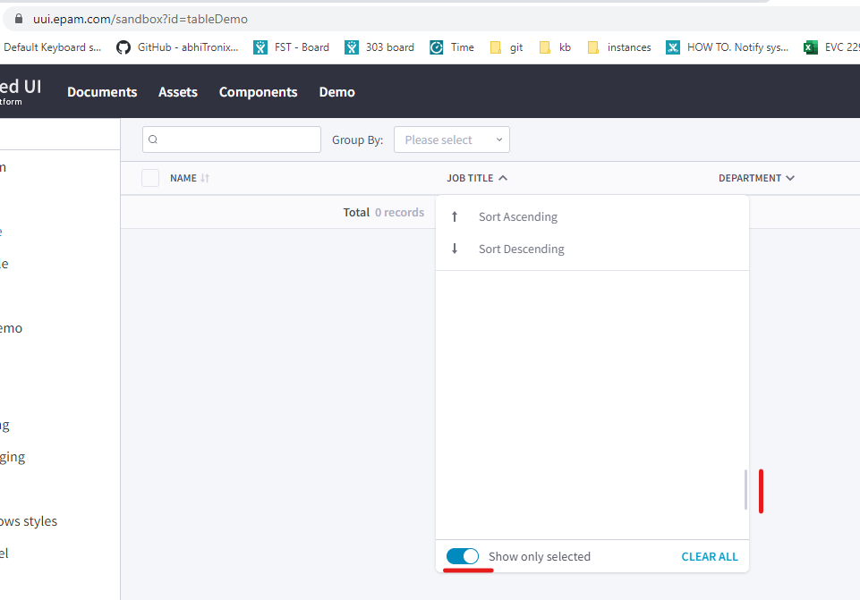 [Table filters] Selected items are hidden after click "Show only selected" · Issue #792 · epam ...