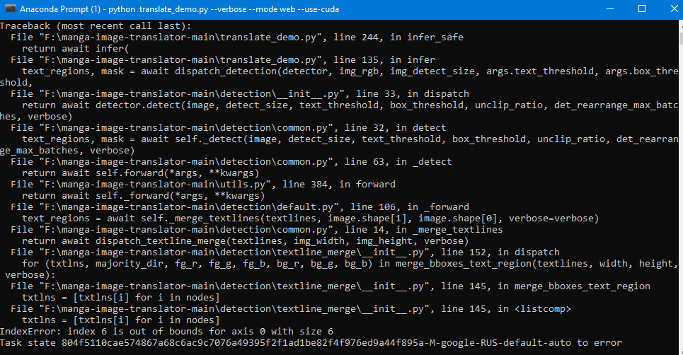 IndexError: index 6 is out of bounds for axis 0 with size 6 · Issue #202 · zyddnys/manga-image ...