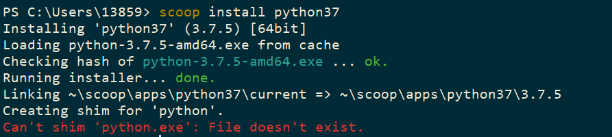 Scoop 安装 python37 出现 Can't shim python.exe: File doesn't exist · Issue ...