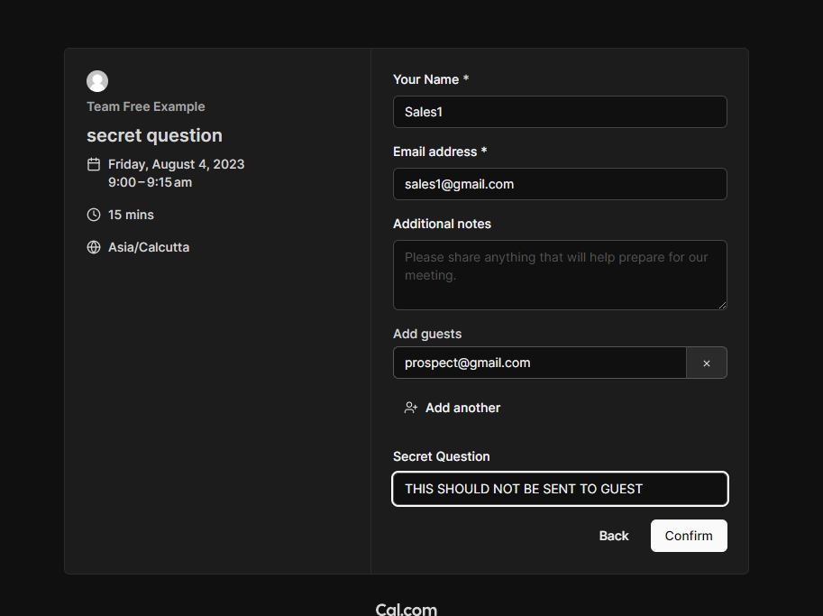 Secret booking questions · Issue #10365 · calcom/cal.com · GitHub