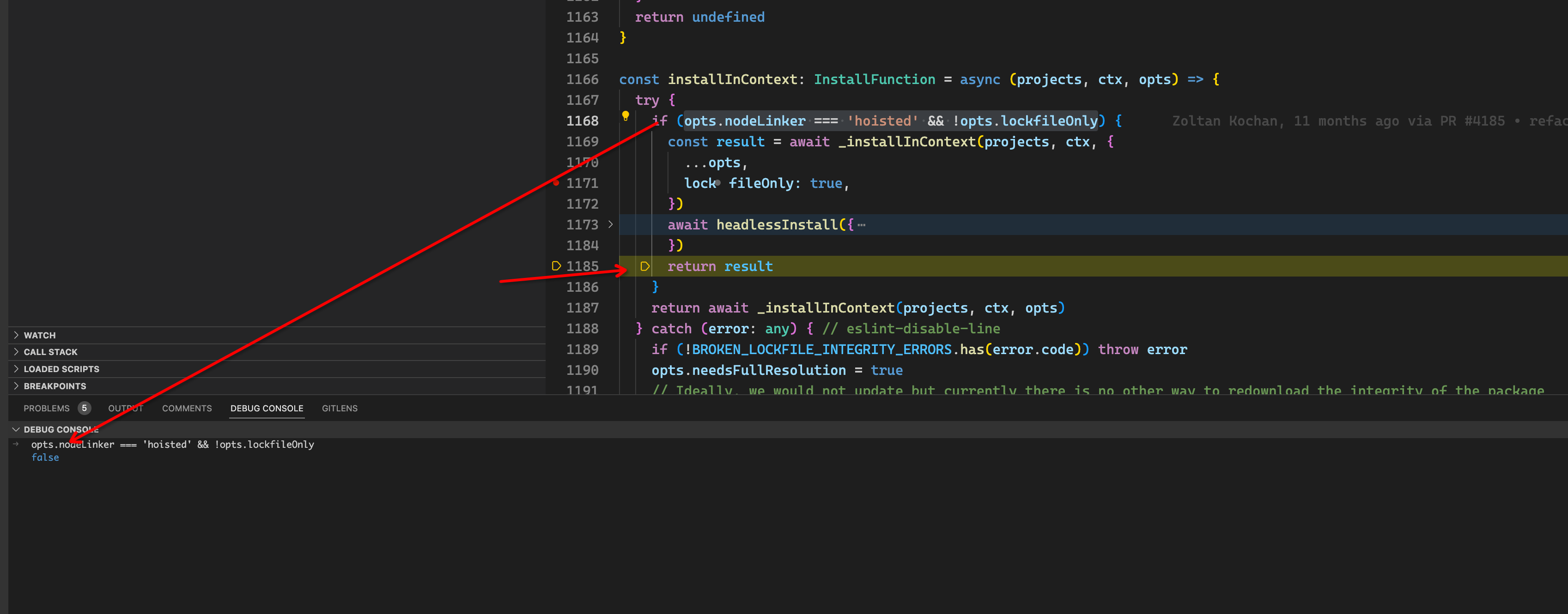 [debug] enter into wrong condition branch · Issue #167680 · microsoft/vscode · GitHub