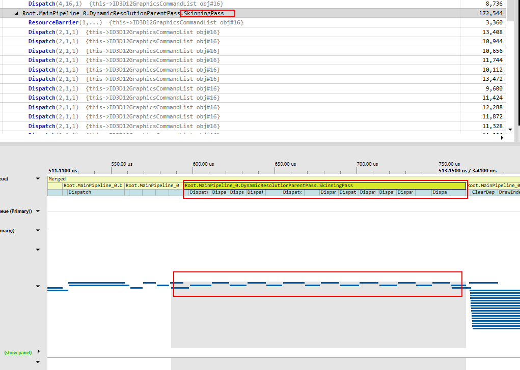 Bug Report: Dispatch(x, y, z) calls work serially with no overlap in GPU for skinning pass ...