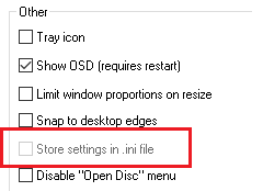 Store settings in .ini file is inactive. · Issue #1570 · clsid2/mpc-hc · GitHub