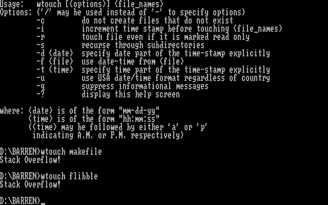 Wtouch Gives Stack Overflow Error In Dos · Issue 760 · Open Watcomopen Watcom V2 · Github