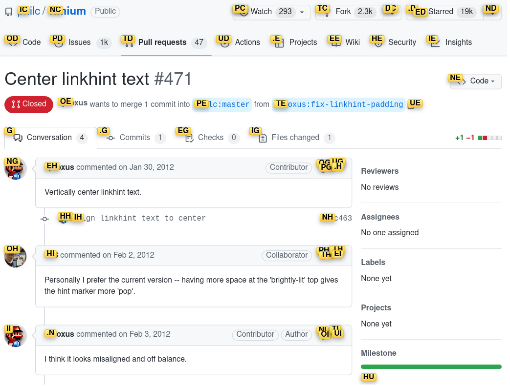 Link Hint Text Not Centered · Issue 4177 · Philcvimium · Github 