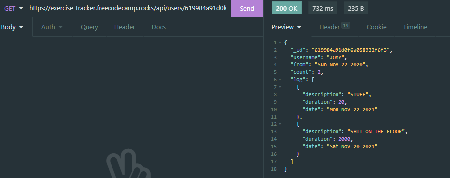 Exercise Tracker - Back End Development and APIs Projects | problem ...