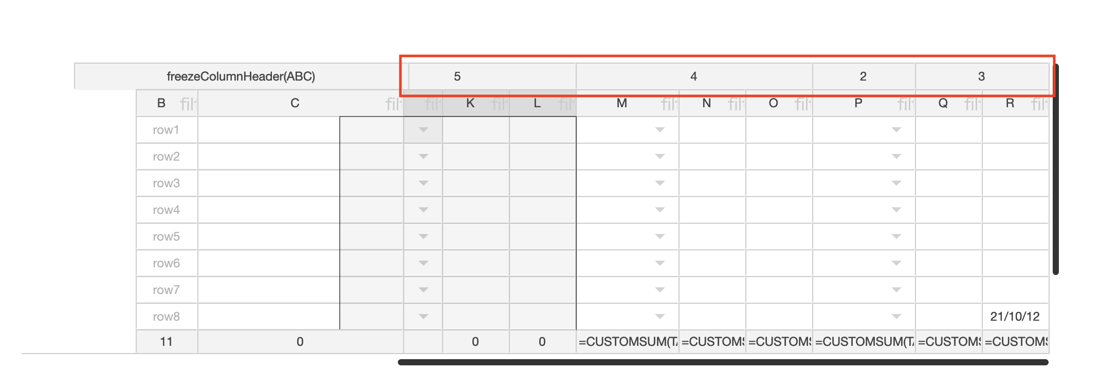 In v8, `nestedHeaders` and `Custom formulas` behave strangely. · Issue ...