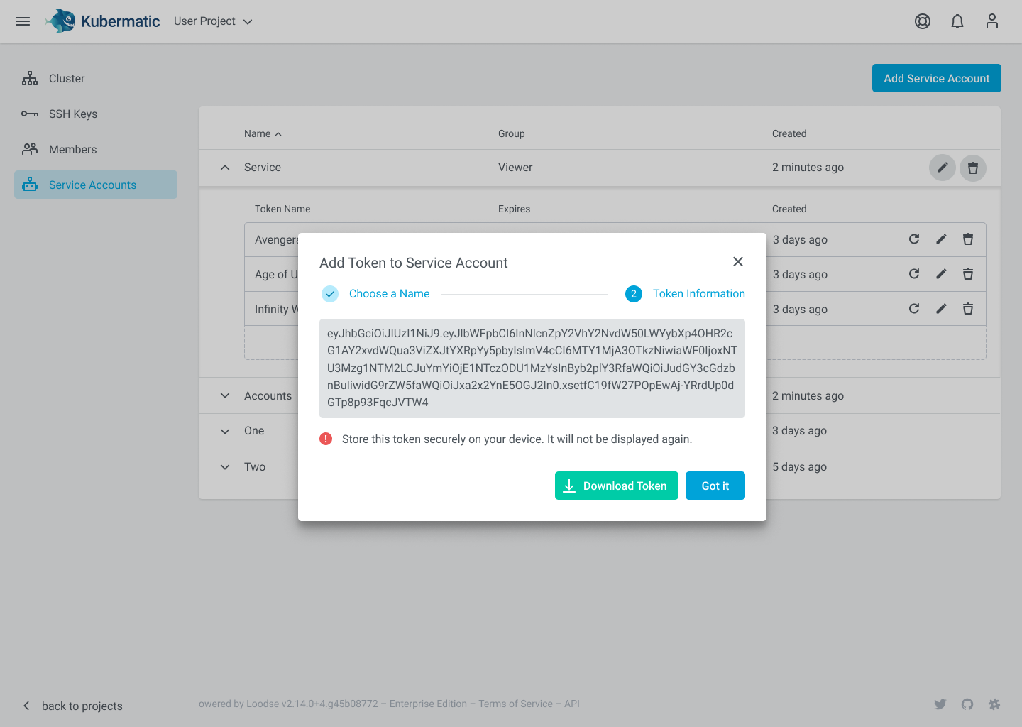 Improve ServiceAccount Token creation · Issue #2801 · kubermatic/dashboard · GitHub