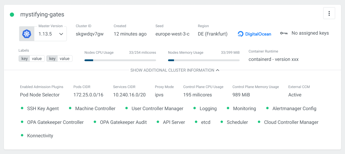 Make Cluster Detail Card unfoldable · Issue #3952 · kubermatic/dashboard · GitHub