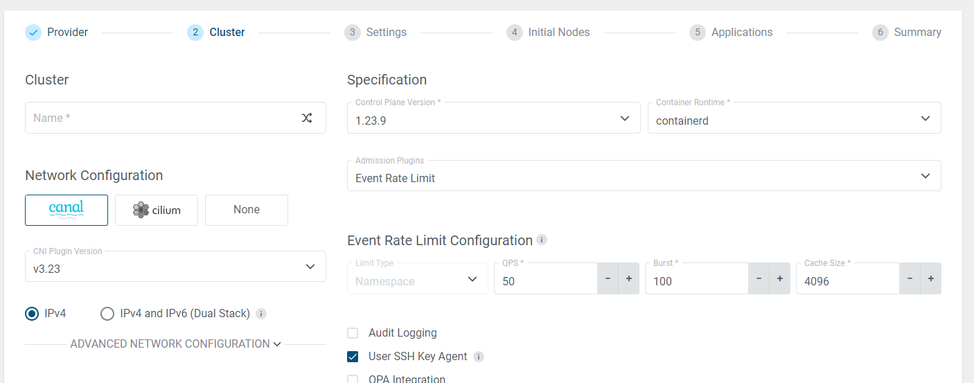 Fix layout for Event Rate Limit in edit/create cluster · Issue #4896 · kubermatic/dashboard · GitHub