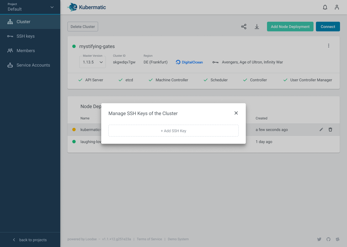 Redesign Manage SSH keys on cluster · Issue #1326 · kubermatic/dashboard · GitHub