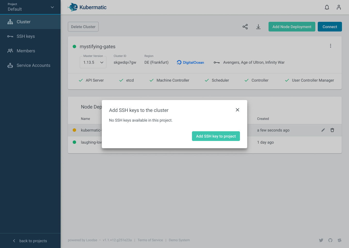 Redesign Manage SSH keys on cluster · Issue #1326 · kubermatic/dashboard · GitHub