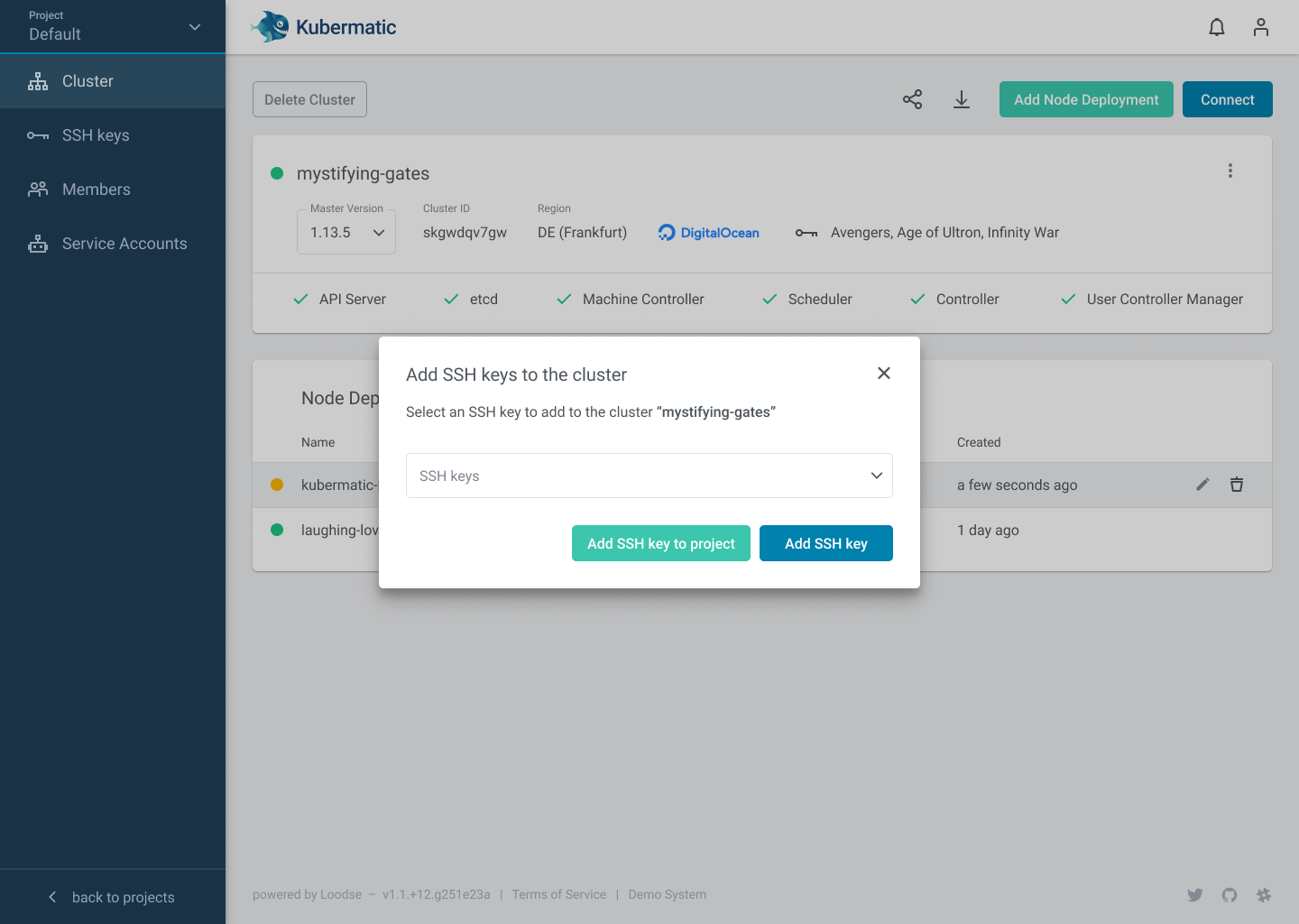 Redesign Manage SSH keys on cluster · Issue #1326 · kubermatic/dashboard · GitHub
