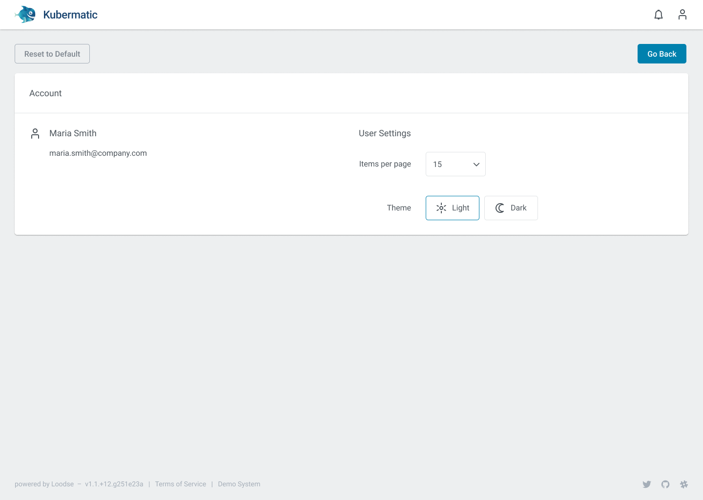 Design user settings view · Issue #1547 · kubermatic/dashboard · GitHub