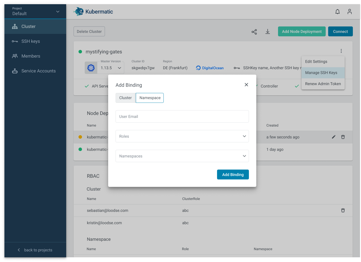 Prepare design for user cluster RBACs · Issue #1763 · kubermatic/dashboard · GitHub