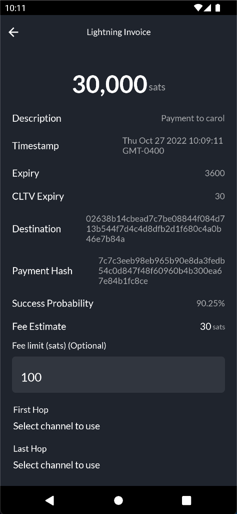Improve fee limit UX when paying an invoice · Issue #1106 · ZeusLN/zeus · GitHub