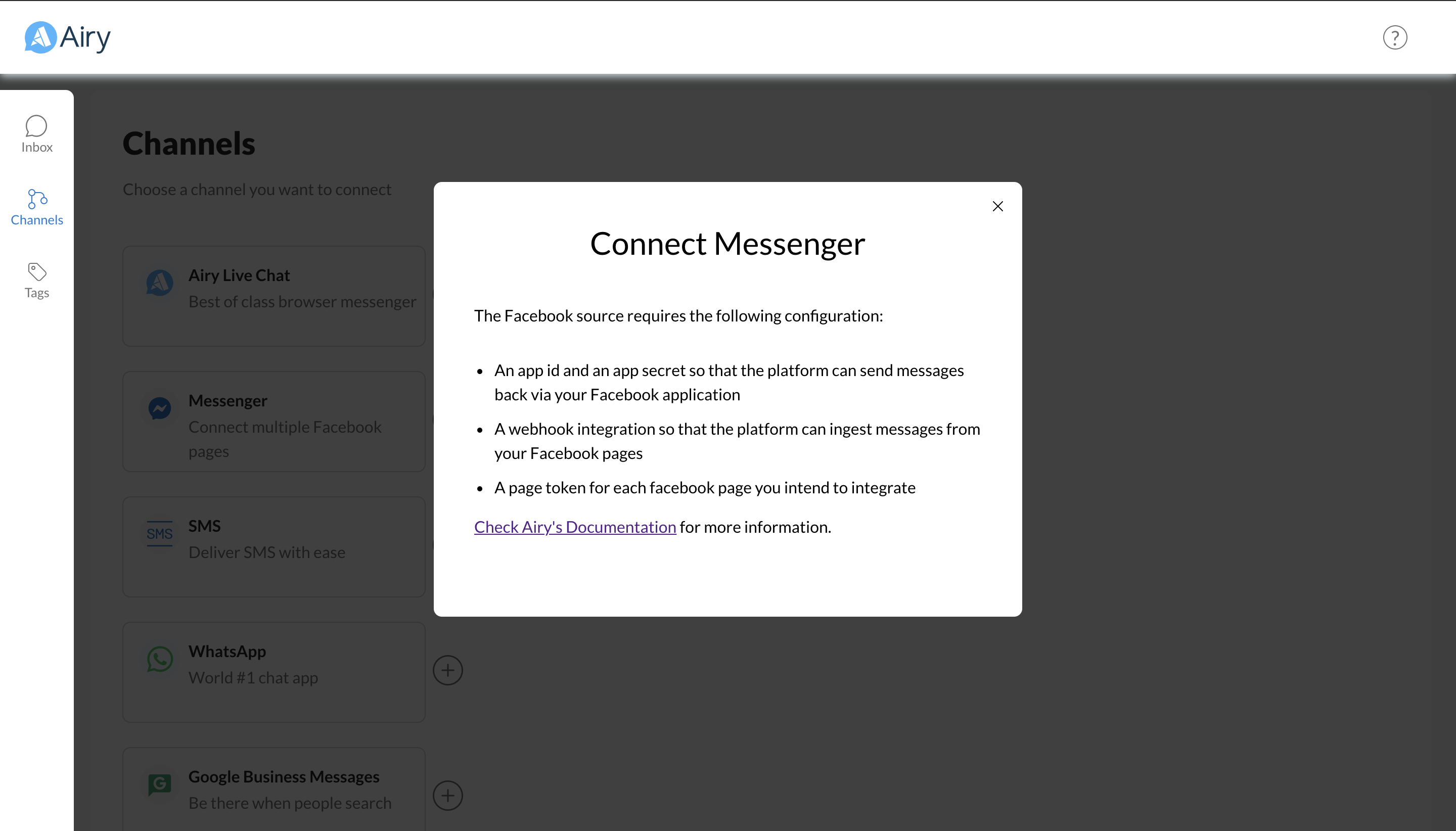 Sidebar and Topbar don't blur out behind modal · Issue #2260 · airyhq/airy · GitHub