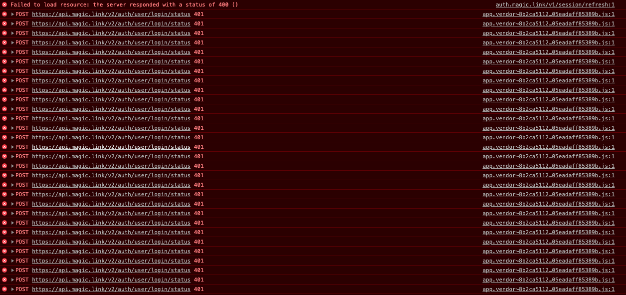 How to handle or hide `POST https://api.magic.link/v2/auth/user/login ... How to handle or hide `POST https://api.magic.link/v2/auth/user/login ...