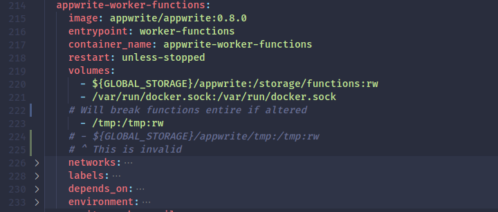 Rebinding appwrite-worker-functions tmp mount/volume breaks it · Issue #1197 · appwrite/appwrite ...