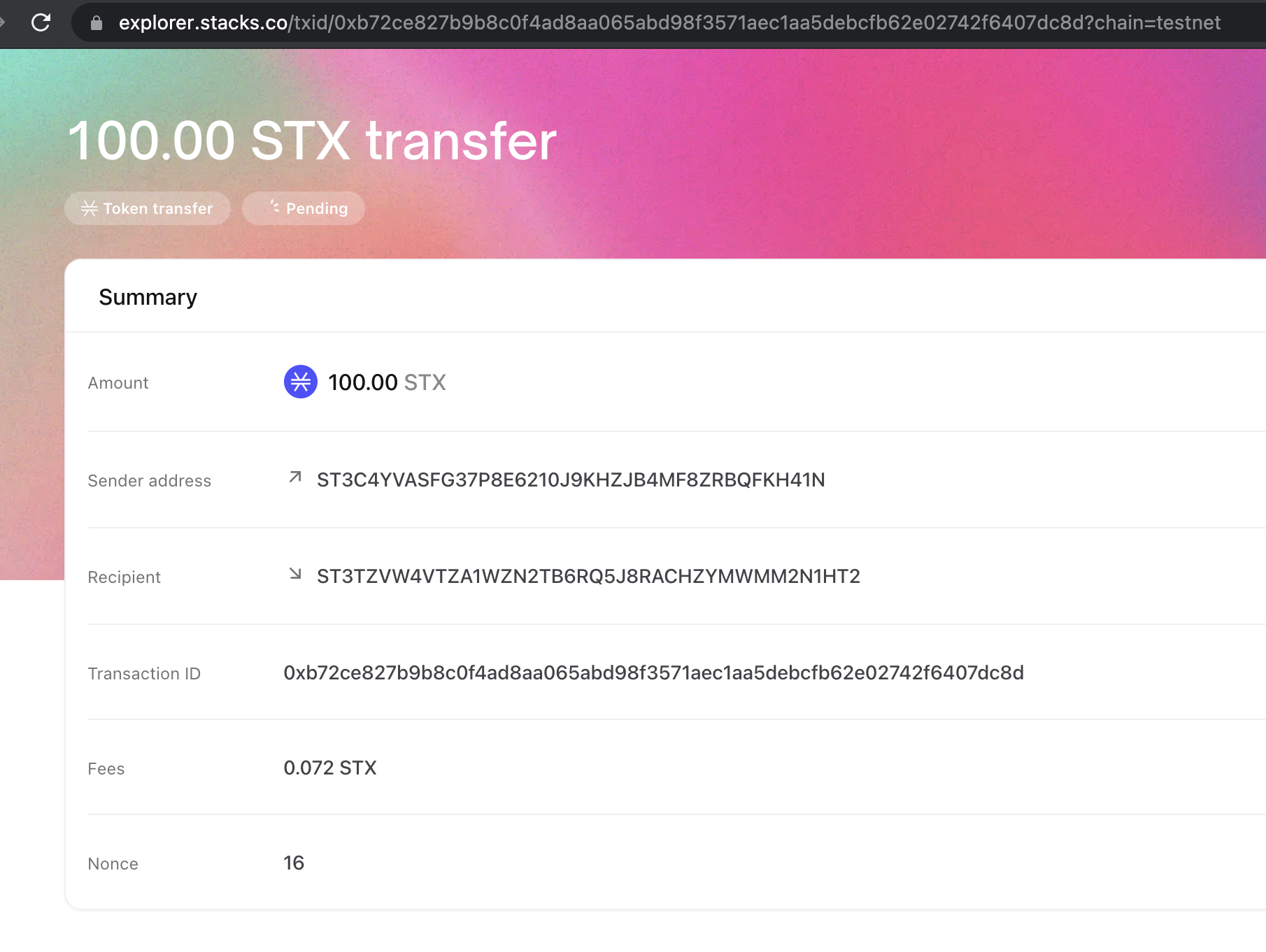 Moved the nonce up from 14 to 16 skipping 15 transaction is pending and ...