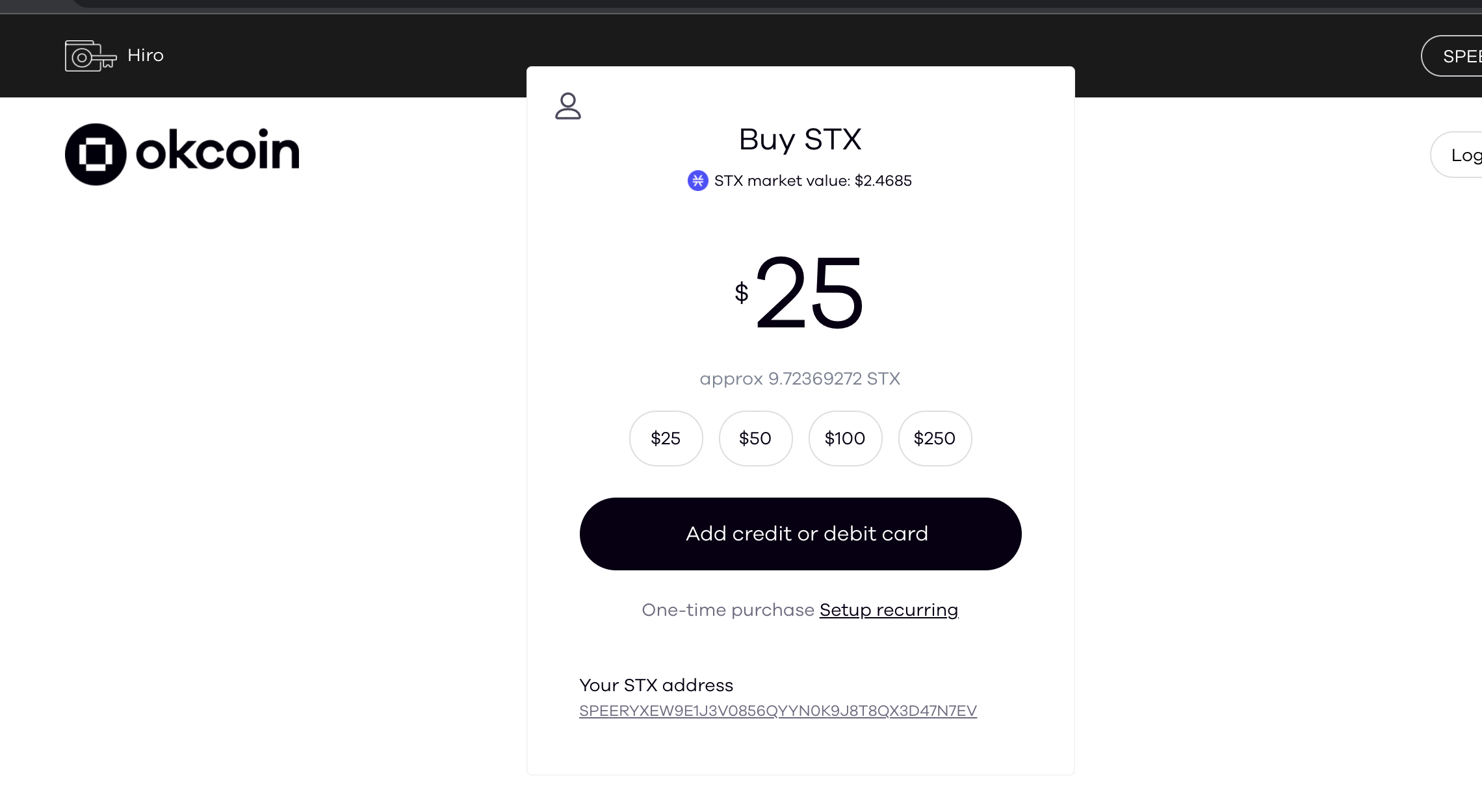 Add OkCoin Fiat Onramp · Issue #2105 · leather-io/extension · GitHub