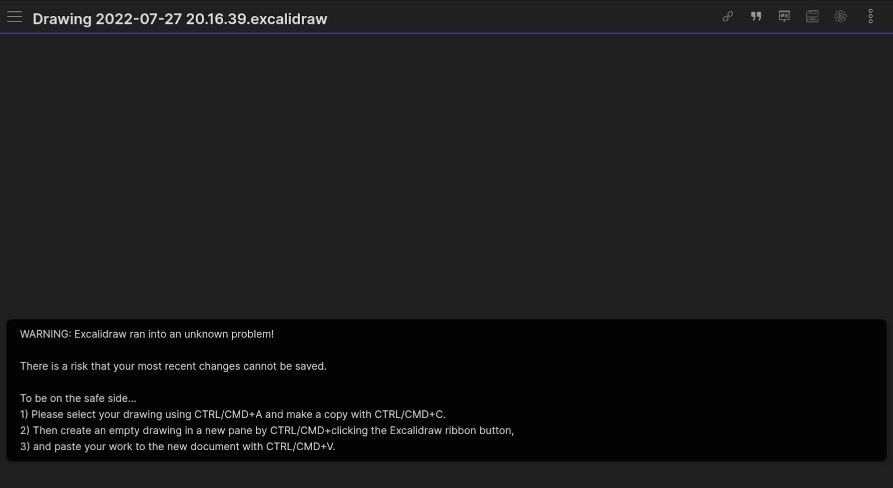 excalidraw fails to launch; Excalidraw ran into an unknown problem! · zsviczian obsidian ...