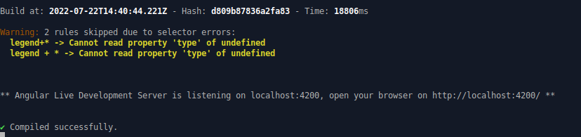 Rules skipped due to selector errors: legend+* -> Cannot read property 'type' of undefined ...