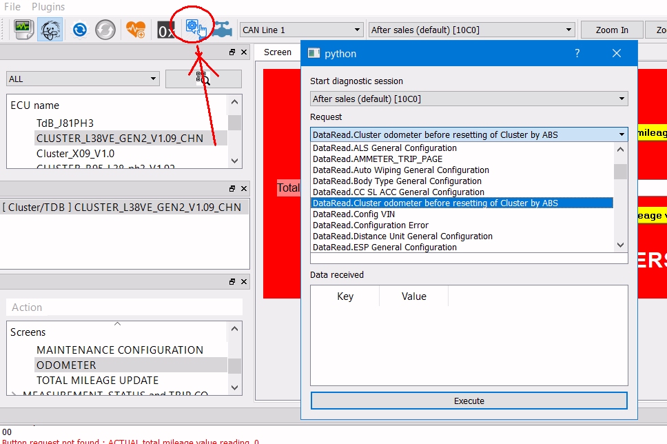 ECU USES SDS 10C0 - ODOMETRY RESET - remise a zéro de l'odometrie ...