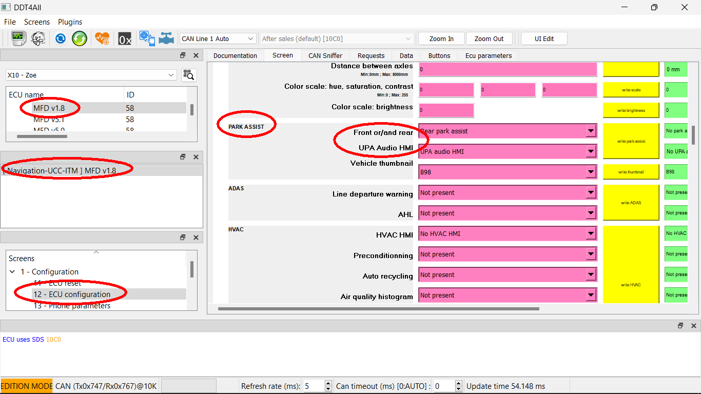 Renault Zoe Q210 Enable Rear camera and Rear parking assist · Issue #789 · cedricp/ddt4all · GitHub