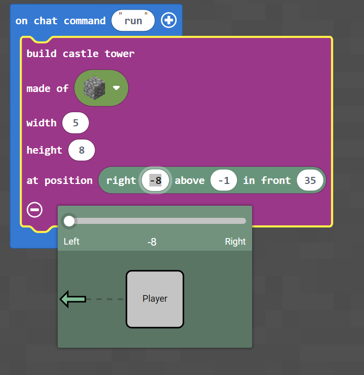 Increase slider range for field editor of position? · Issue #5 · microsoft/makecode-minecraft ...