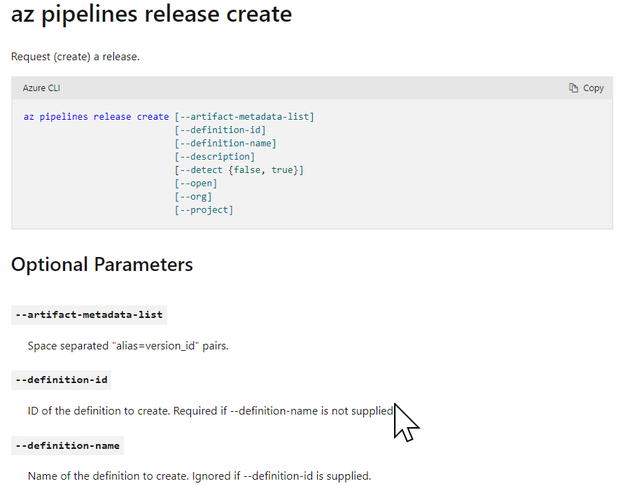 How to pass RELEASE variable name during "az pipelines release create" command · Issue #25732 ...