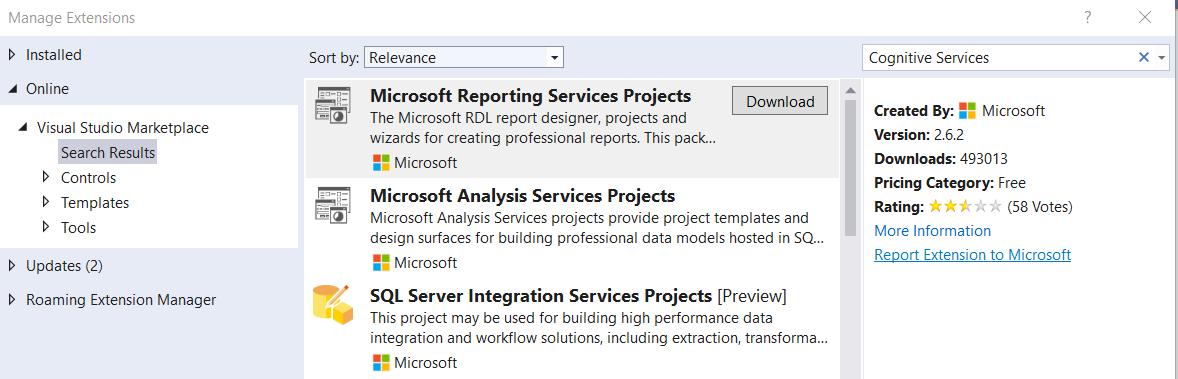 Unavailable on ”the Cognitive Services VSIX package” · Issue #43430 ...