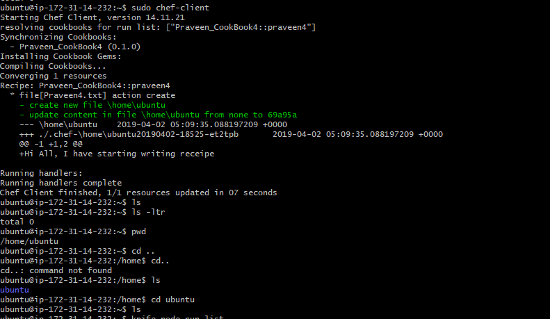 I have cookbook in place. I have uploaded it to server.Added it to ...