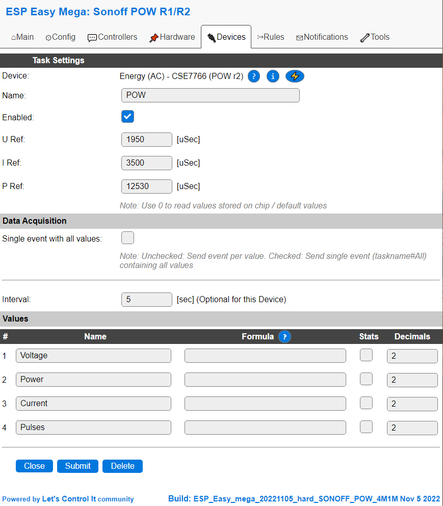 Sonoff POW R2 is not sending data. mega-20221105 · Issue #4424 · letscontrolit/ESPEasy · GitHub