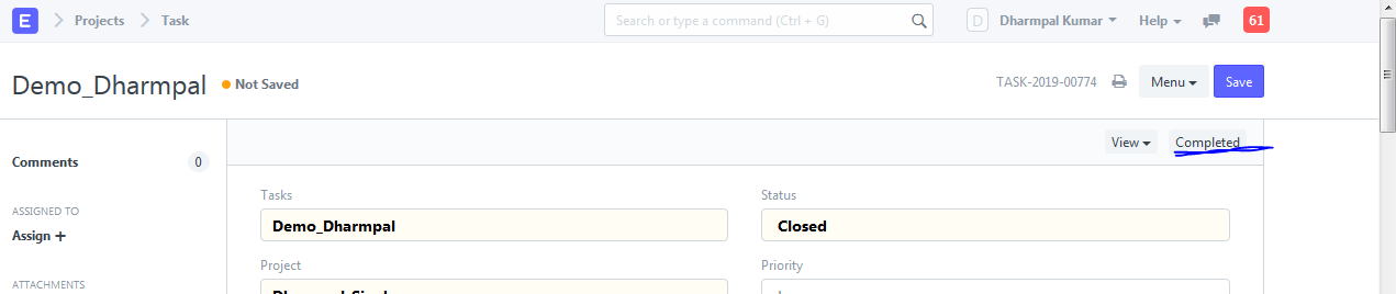 Not Able to Set Task Status as Closed or Completed · Issue #17116 · frappe/erpnext · GitHub