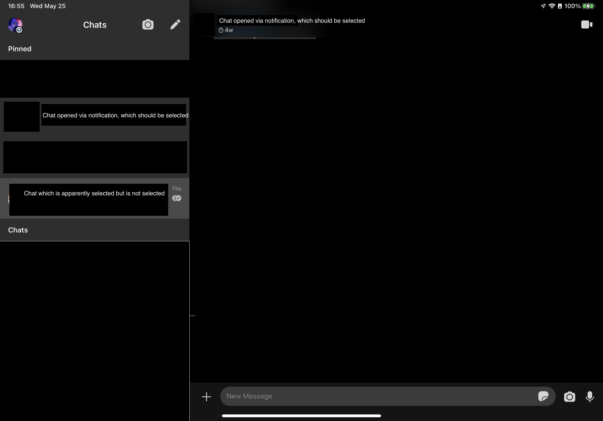 Opening Signal Ipad Via Push Notification Does Not Correctly Select Chat In Sidebar · Issue