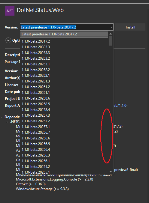 [Bug Bash] There is a tiny gap in the version drop-down list of PM UI · Issue #11990 · NuGet ...