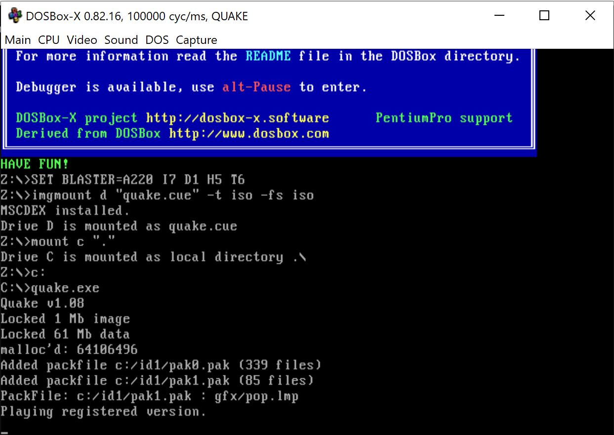 error when starting quake v1.08 in DOSBox-X 0.82.16 · Issue #1039 ...