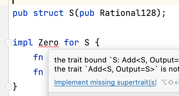 Implement missing supertrait generates incorrect code with associated ...