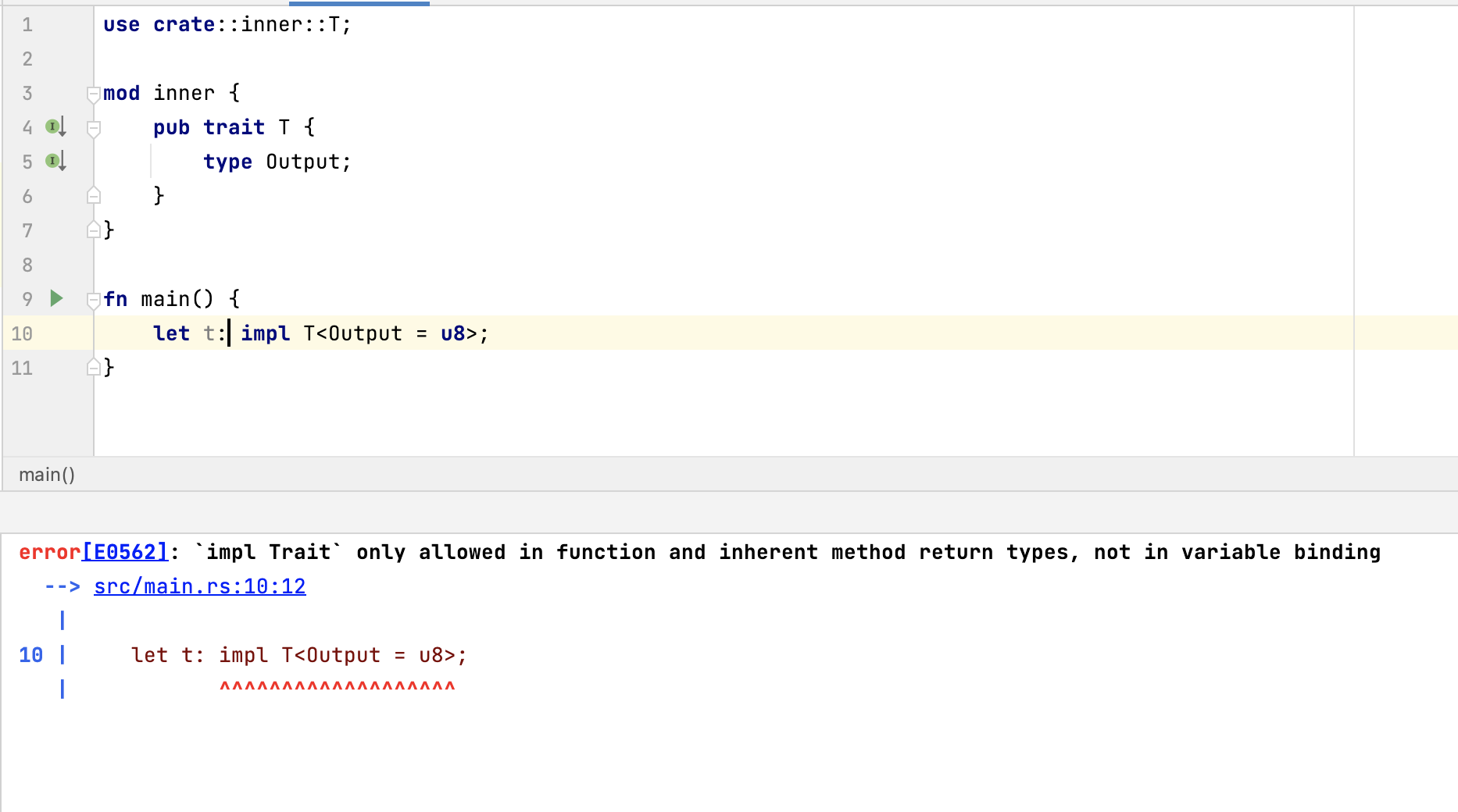 E0562 (Abstract return types are not allowed in variable binding) is not detected · Issue #9381 ...