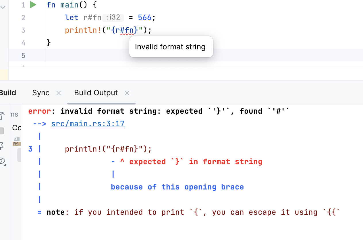 False positive `Variable is never used` for `r#`-names with usage in `format!` macro · Issue ...